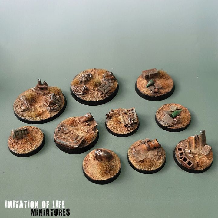3D Printable Wasteland Base Toppers Set 1-6 Bundle. Supportfree/ Presupported Base detailing ...